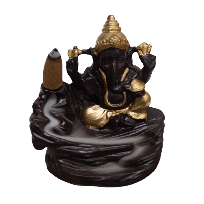 Sri Ganesh Ji Backflow Dhoop Stand - Cow Natural