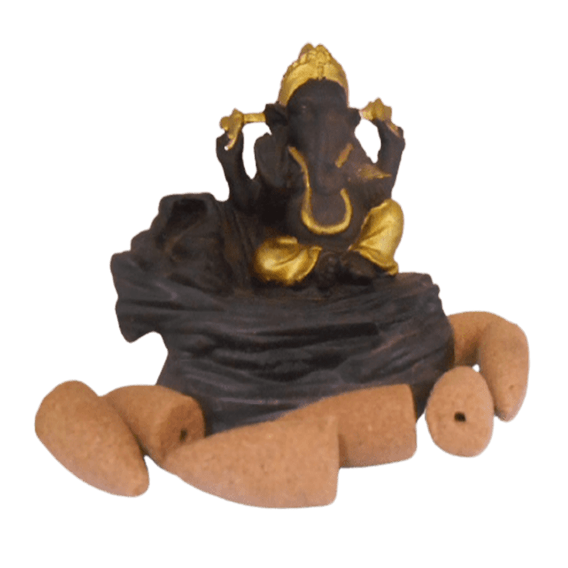 Sri Ganesh Ji Backflow Dhoop Stand - Cow Natural
